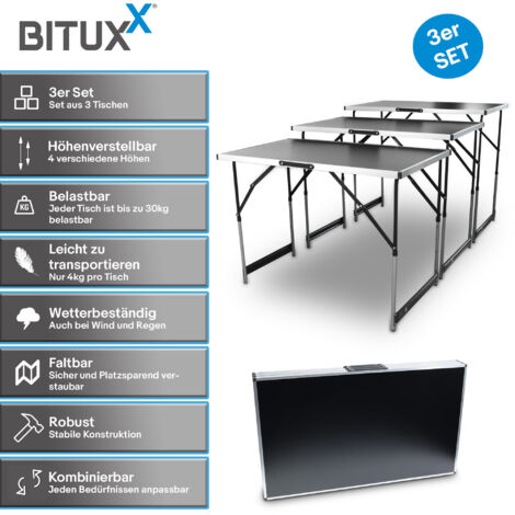 Bituxx Mehrzwecktisch 3er Set Tapeziertisch klappbar Höhenverstellbar 3 ...
