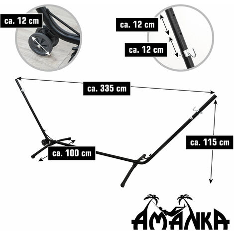 335x100 Support Hamac Réglable avec Roulettes - 120kg Pied Hamac Acier ...
