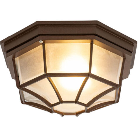QAZQA bri - Plafonnier - 1 lumière - Ø 26.5 cm - Brun rouille ...