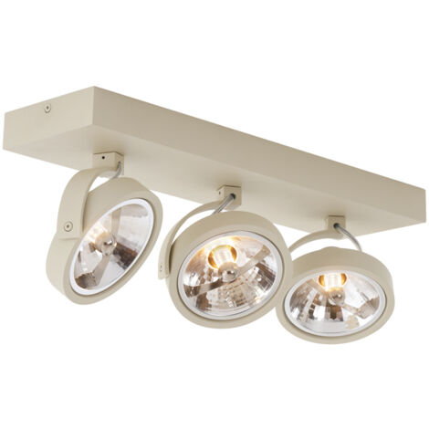 QAZQA go - Spot plafond, plafonnier - 3 lumière - L 45.4 cm - Beige ...