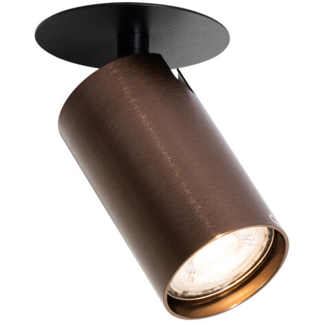 QAZQA chels - Spot encastrable - 1 lumière - Ø 5.6 cm - Bronze ...