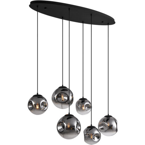 QAZQA douglass - Suspension - 6 lumière - L 125 cm - Noir - Art Deco ...