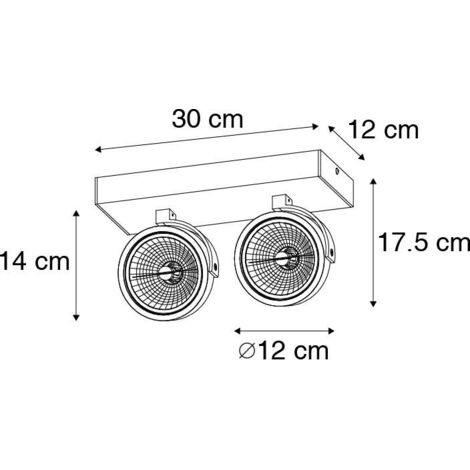 QAZQA go - Spot plafond, plafonnier - 2 lumière - L 30 cm - Blanc ...