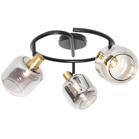 QAZQA zuzanna - Spot plafond, plafonnier - 3 lumière - Ø 67.5 cm - Noir ...