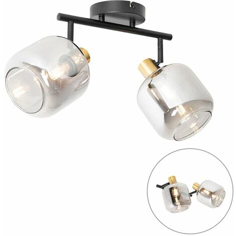 QAZQA zuzanna - Spot plafond, plafonnier - 2 lumière - L 56 cm - Noir ...
