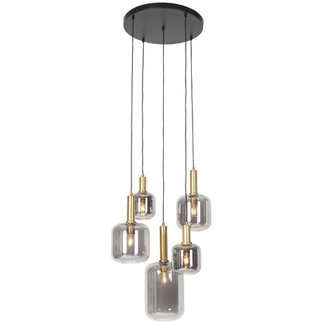 QAZQA zuzanna - Suspension - 5 lumière - Ø 66 cm - Noir et Or - Moderne ...