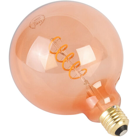 LUEDD Ampoule LED à filament spiral E27 dimmable G125 rose 4W 180lm 2100K