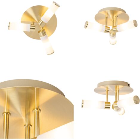 QAZQA bath - Plafonnier - 3 lumière - Ø 28.5 cm - Doré/Laiton - Moderne ...