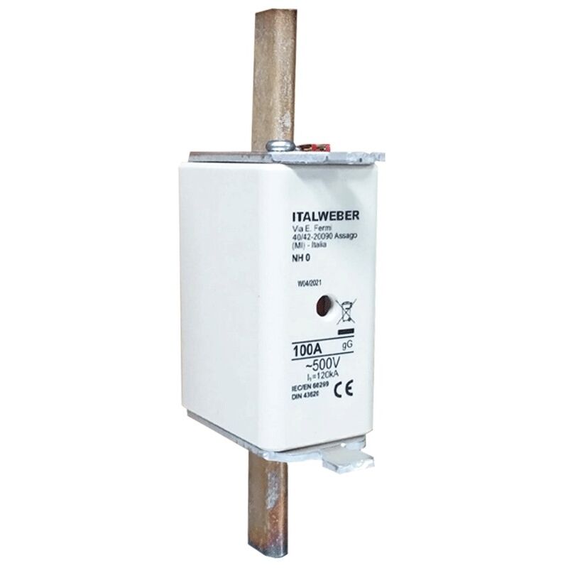 Fusible à couteau Italweber NH 0 courbe standard gG 100A 500V 1505100