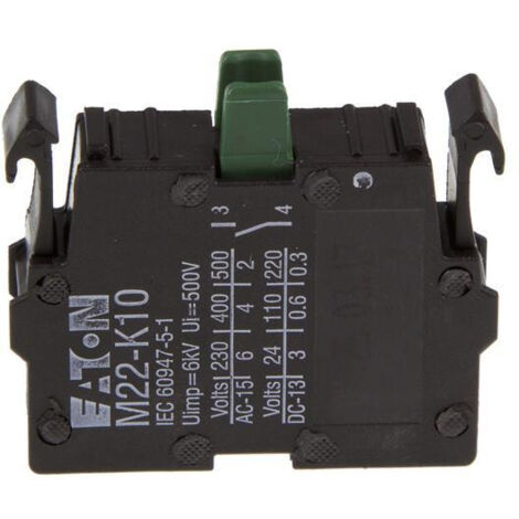 Contact auxiliaire Eaton M22-K10 NO à Vis fixation Frontale 216376