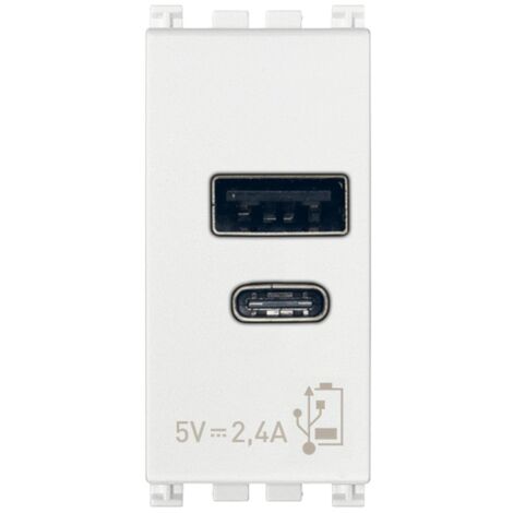 Alimentation Vimar Arke USB A+C 5V 2,4A 1 module blanc 19292.AC.B