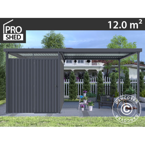 Garden shed w/skylight + overhang, 4.9x2.45x2.26 m, 12.0