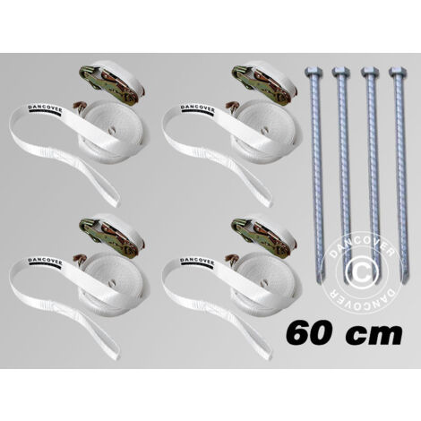 Safety Pack 4 (storm pegs 60 cm & storm straps), White