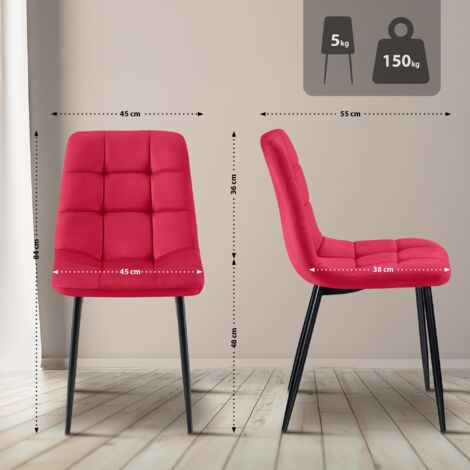 Lote de 2 sillas de comedor Tilde Rojo Terciopelo