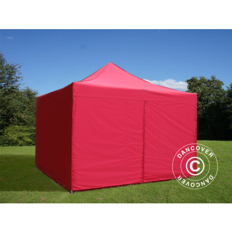 Faltzelt Faltpavillon Wasserdicht FleXtents PRO 4x4m Rot, mit 4