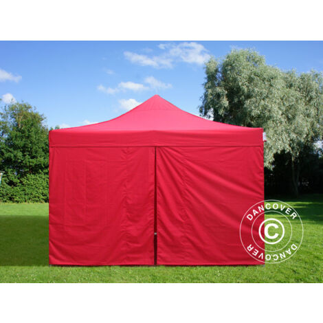 Faltzelt Faltpavillon Wasserdicht FleXtents PRO 4x4m Rot, mit 4