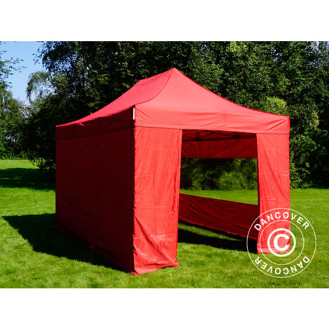 Faltzelt Faltpavillon Wasserdicht FleXtents PRO 3x4,5m Rot, mit 4