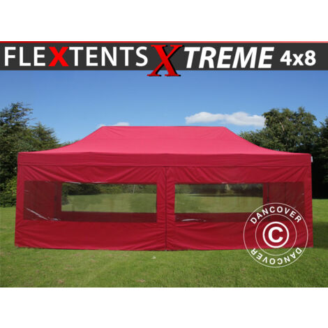Faltzelt Faltpavillon Wasserdicht FleXtents Xtreme 60 4x8m Rot,