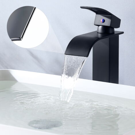 Auralum Miscelatore per lavabo rubinetto a cascata alto + scarico pop ...