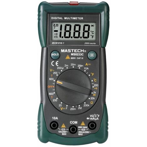 Mastech MS8233C - Polímetro digital (con termopar tipo K, comprobacion diodos)
