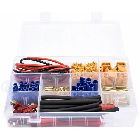 Kit Conectores T/XT60/XT90/EC3/EC5 Adaptador Enchufe Macho y Hembra Cable de Silicona y Tubo ...