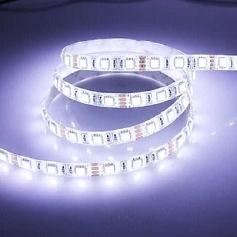 STRISCIA STRIP LED SMD 5050 FLESSIBILE 5M ADESIVA LUCE BIANCA BIANCO ...