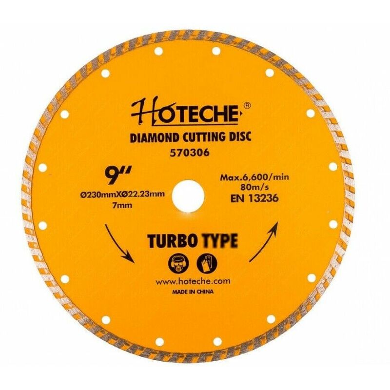 Disco diamantato 230mm lama circolare taglia cemento marmo mattoni pietra 570306