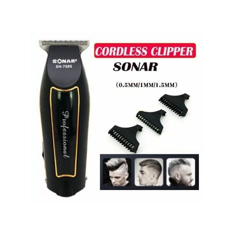 RASOIO ELETTRICO REGOLA BARBA TAGLIA CAPELLI BATTERIA RICARICABILE 3PETTINI 7585