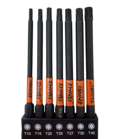 Set 7 punte esagonali per Trapano Avvitatore T10,T15,T20,T25,T27,T30 ...