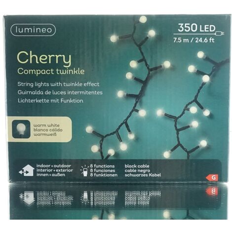 Lumineo LED Lichterkette Cherry Compact Twinkle Warmweiß 350 LED 8 ...