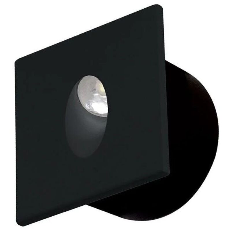 Spot LED mural carré noir 3W 4000K