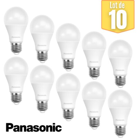 Lot de 10 ampoules LED Panasonic E27 A60 8.5W E27 2700K