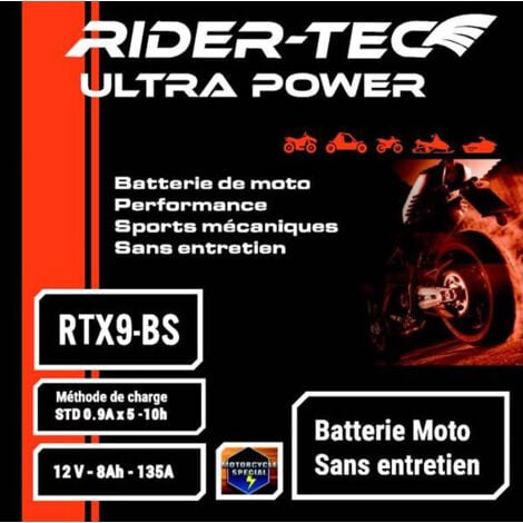 Batterie Moto Rtx9-bs Sans Entretien 12v 8ah 135a Rider-tec