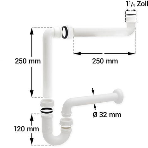 Raumsparsiphon Bernstein für Waschbecken 1 1/4" x 32 mm