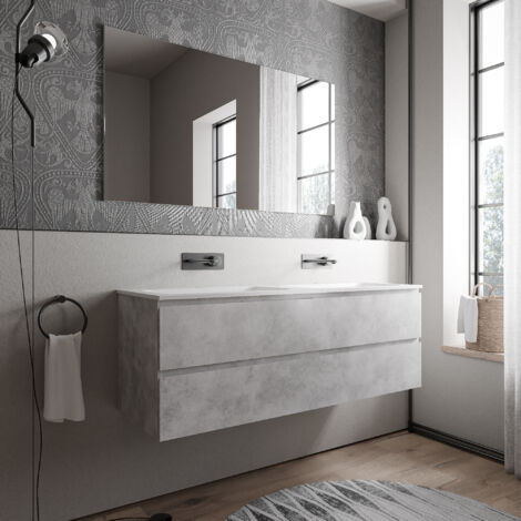 Unterschrank Bernstein AVA 140 cm mit Mineralguss Waschbecken CREAM ...