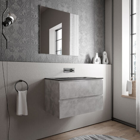 Unterschrank Bernstein AVA 80 cm mit Mineralguss Waschbecken CREAM ...