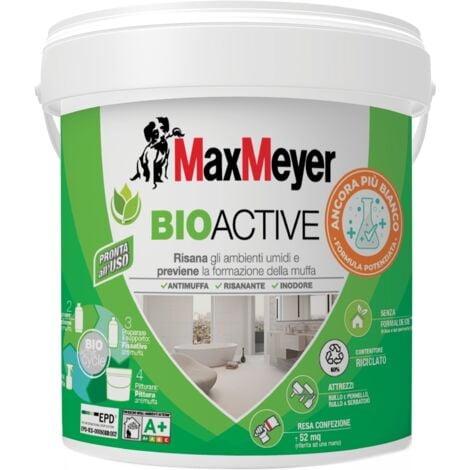 pittura antimuffa max meyer "bioactive a+ plus" bianco 4 lt