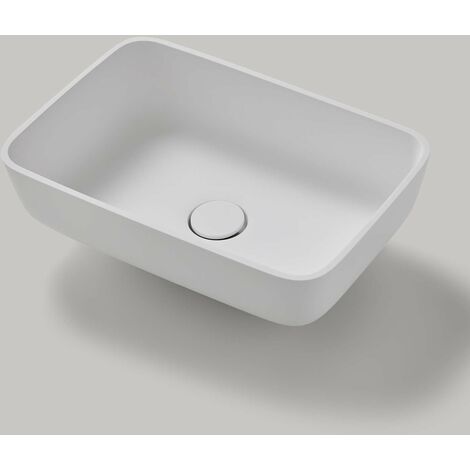 Vasque à poser, Rectangle L47,4l32,4H14,8cm, lavabo salle de bain Résigrès Javéa Blanc , Solid ...