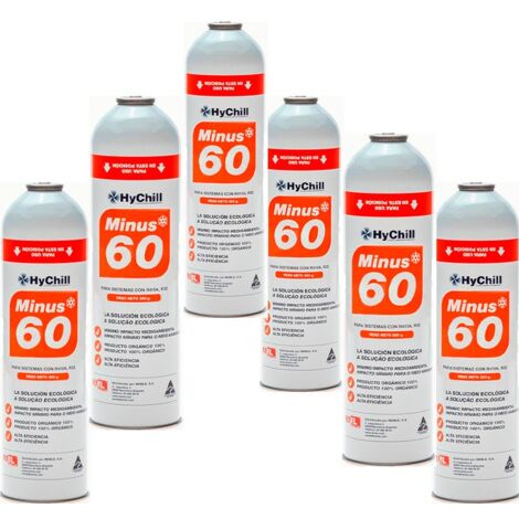 6 Botellas Gas Minus 60 350Gr Sustituto R32, R410A Freeze Organico