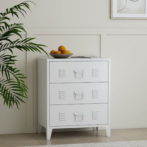 Commode métallique Hämeenlinna acier 72 x 60 x 40 cm blanc [en.casa]