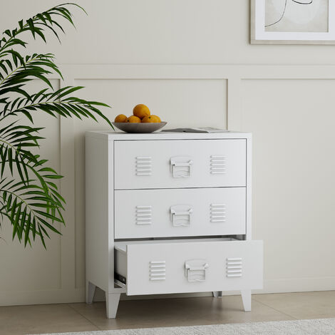 Commode métallique Hämeenlinna acier 72 x 60 x 40 cm blanc [en.casa]
