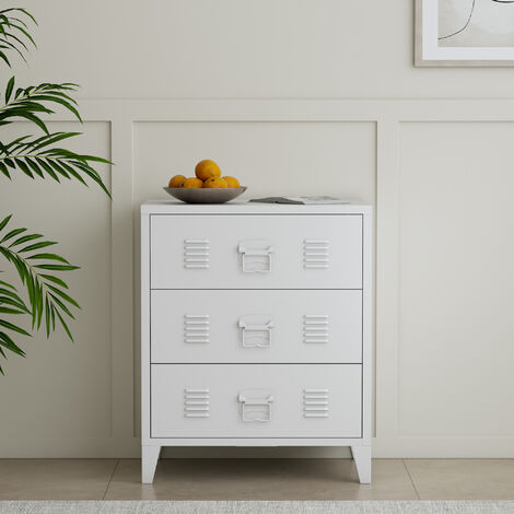 Commode métallique Hämeenlinna acier 72 x 60 x 40 cm blanc [en.casa]