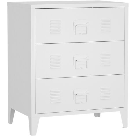 Commode métallique Hämeenlinna acier 72 x 60 x 40 cm blanc [en.casa]