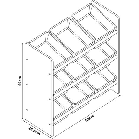 Étagère de rangement Muxía pour enfant avec 9 bacs ouverts blanc / rose ...