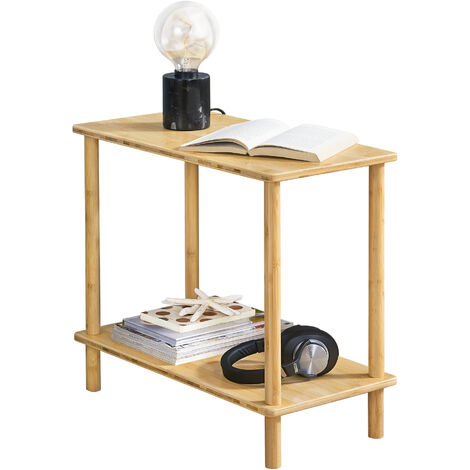 Table d'appoint Paimio à 2 niveaux en bambou 53 x 60 x 30 cm [en.casa]