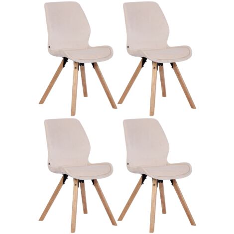 Lot de 4 chaises de salle à manger design scandinave en velours crème ...