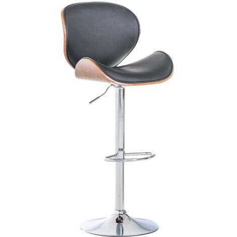 Tabouret de bar x1 avec repose-pieds formes courbées en PVC noir bois ...