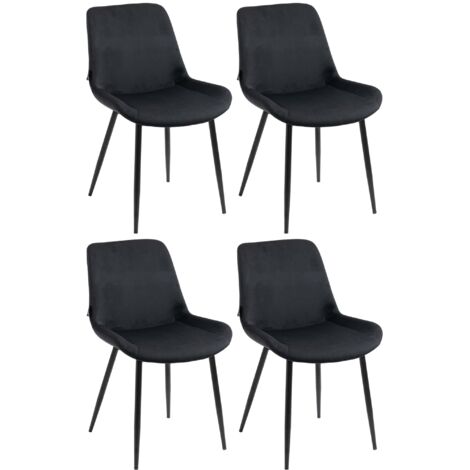 Set de 4 chaises de salle à manger design moderne en velours noir et ...