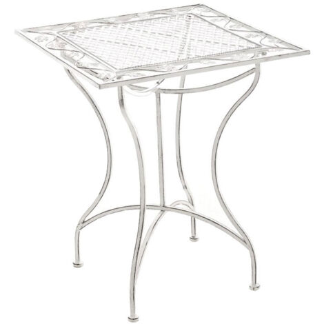 Table de jardin bistrot en fer forgé blanc pour petits espaces ...