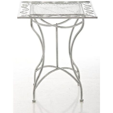 Table de jardin bistrot en fer forgé blanc pour petits espaces ...